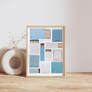Matchbook Poster Template | Blue Matchbook Art | Blank DIY Matchbook ...