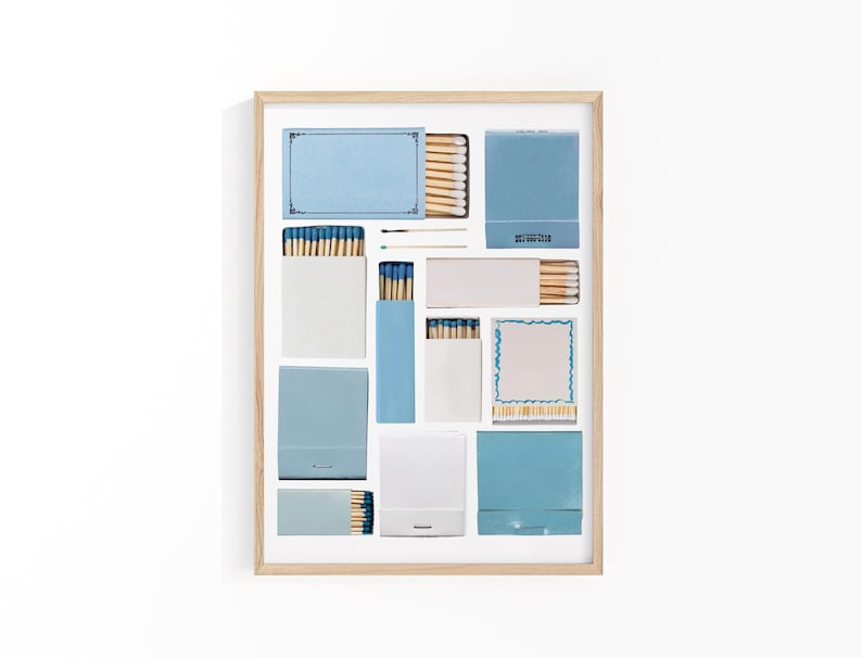 Matchbook Poster Template | Blue Matchbook Art | Blank DIY Matchbook ...