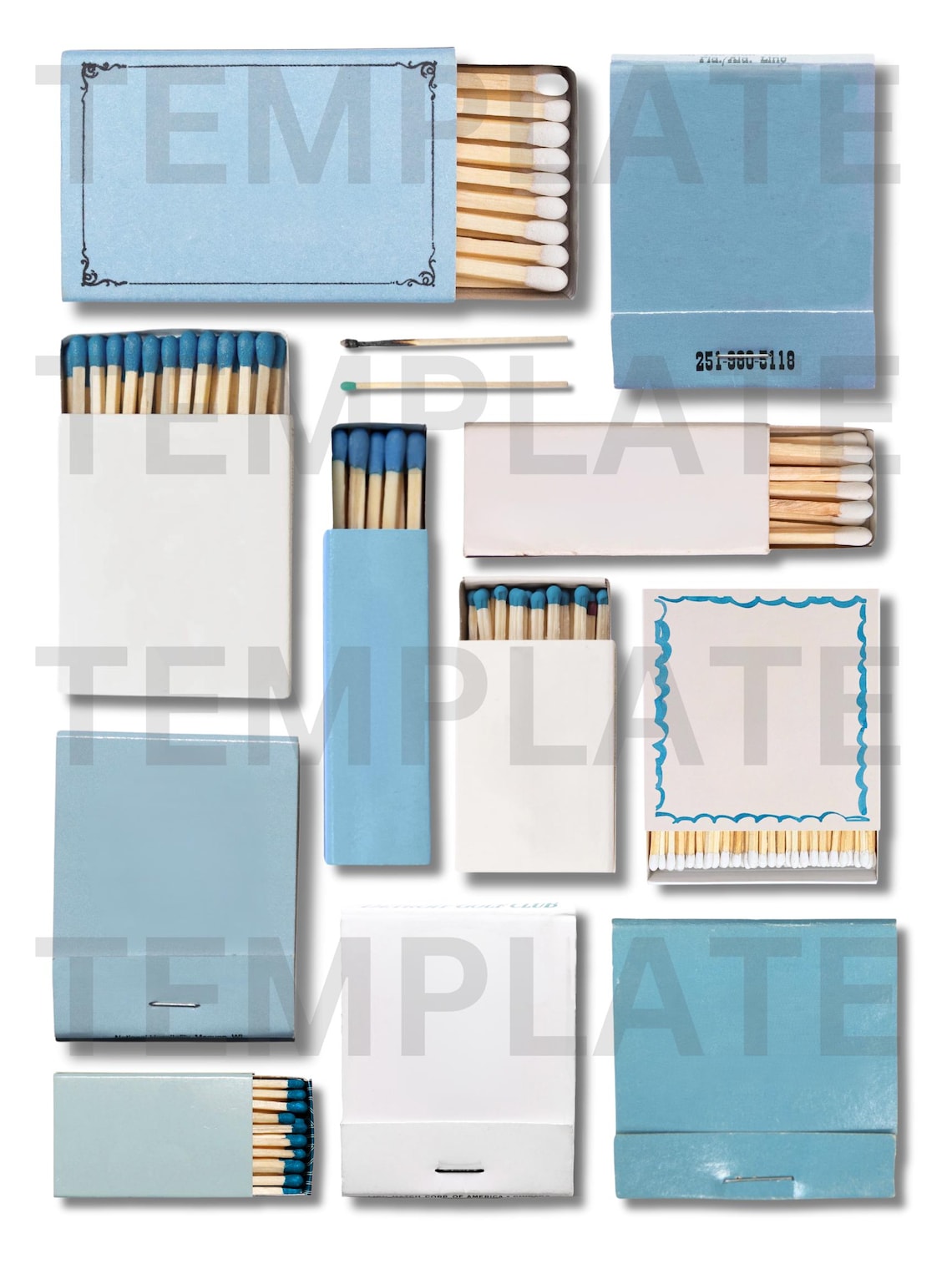 Matchbook Poster Template | Blue Matchbook Art | Blank DIY Matchbook ...