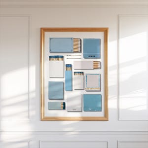 Matchbook Poster Template | Blue Matchbook Art | Blank DIY Matchbook ...