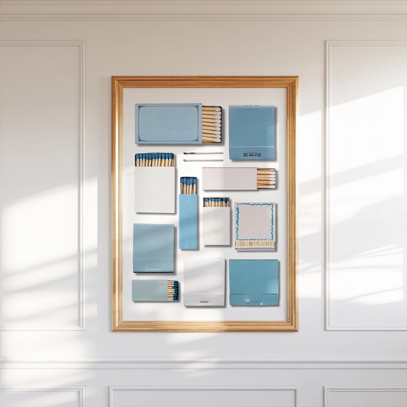 Matchbook Poster Template | Blue Matchbook Art | Blank DIY Matchbook ...