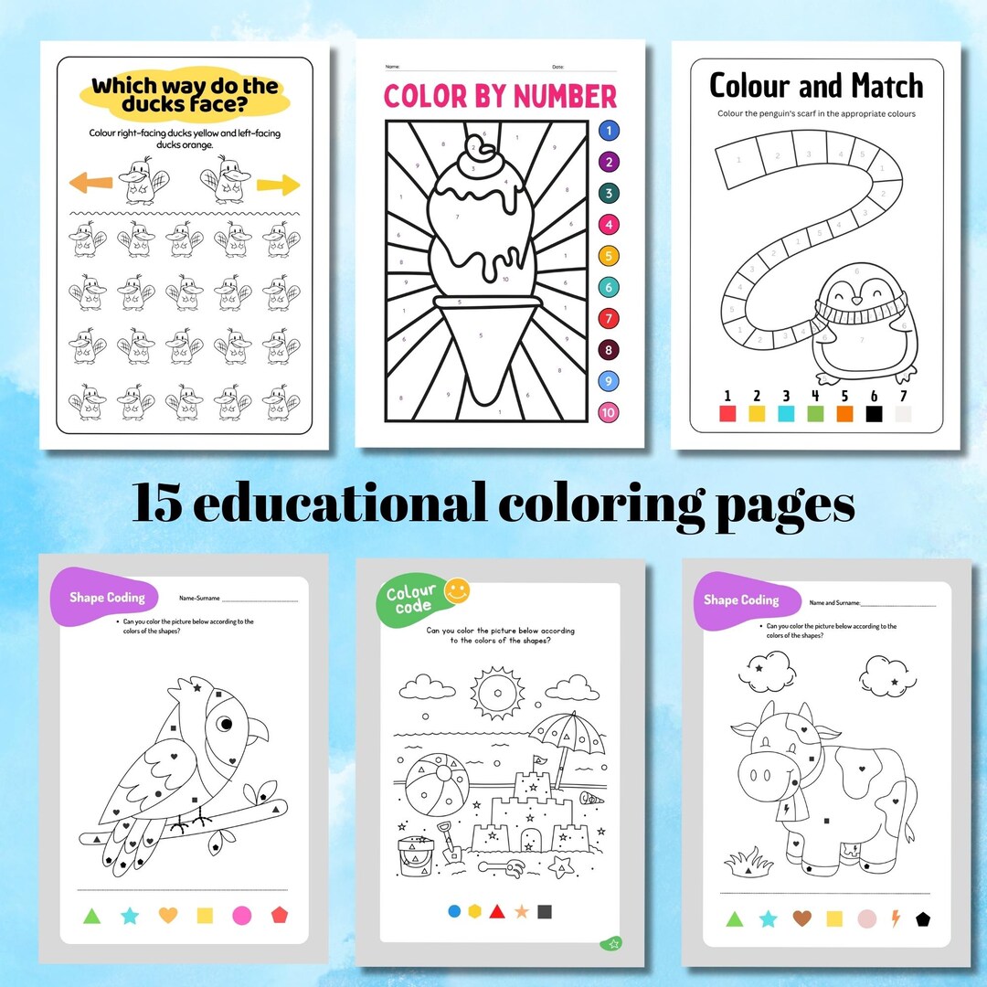 15 Educational Coloring Pages 15 Printable Simple Coloring Pages for ...