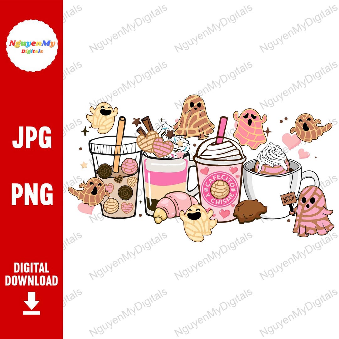Spooky Conchas Png, Mexican Conchas Ghost, Halloween Pan Dulce Coffee ...