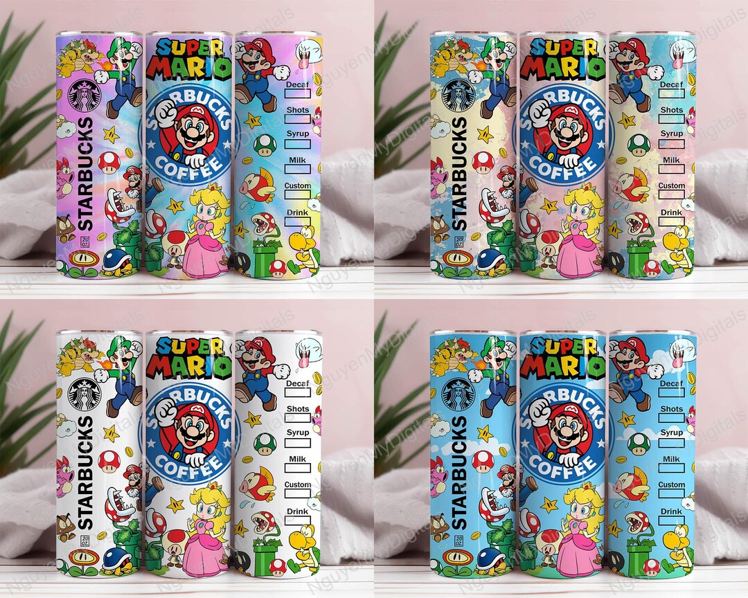 Bundle Super Mario Coffee Tumbler PNG, 20oz Skinny Tumbler Design ...