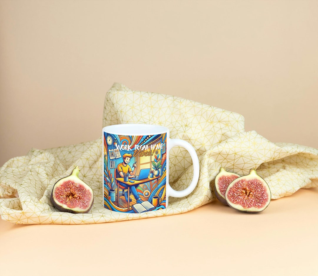 Work From Home Vibes Mug – Colorful Coffee Cup for Remote Workers, WFH ...