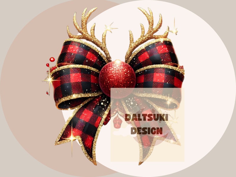 Christmas Coquette Bow Png, Coquette Christmas Png, Reindeer Bow Png ...