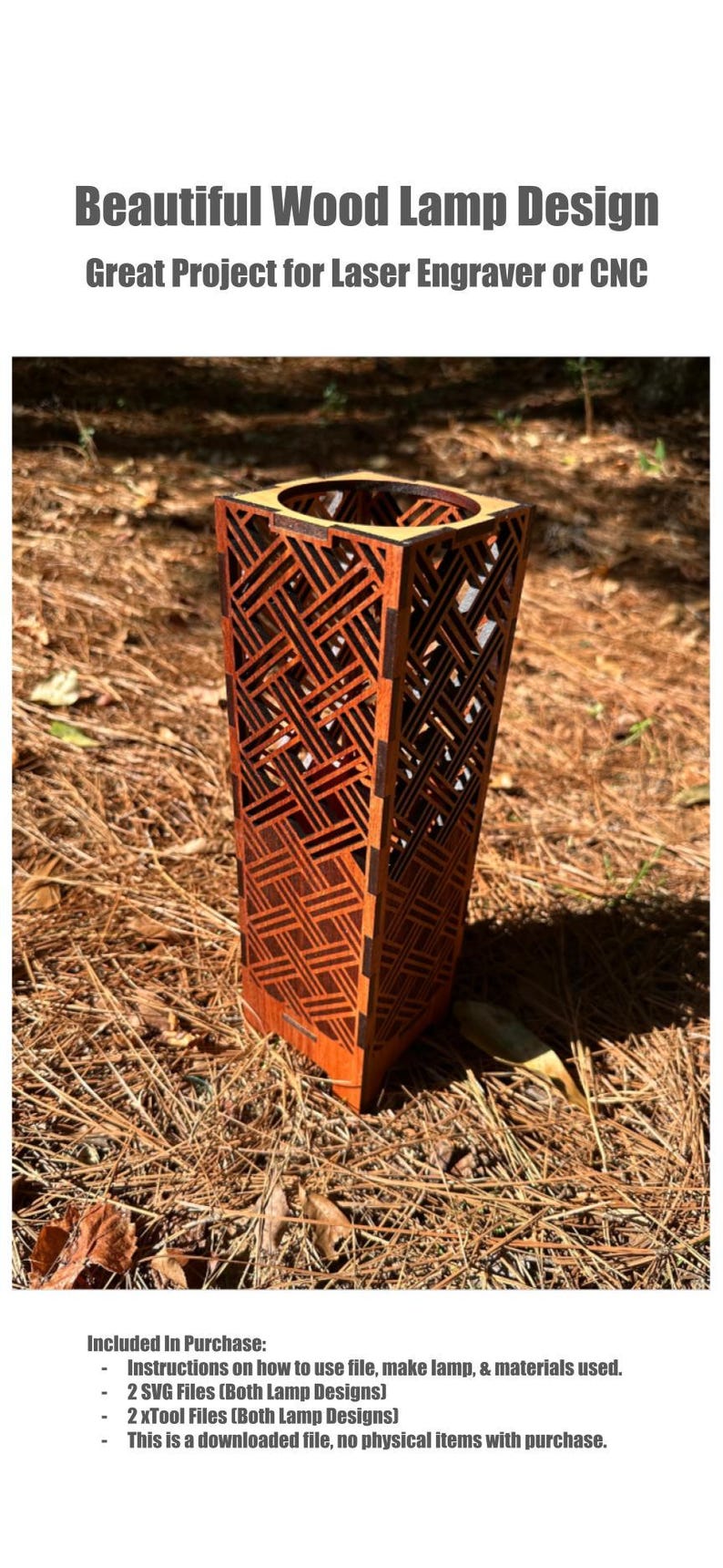 Handcrafted Wooden Decorative Lamp SVG File - Rustic Table Lamp for ...