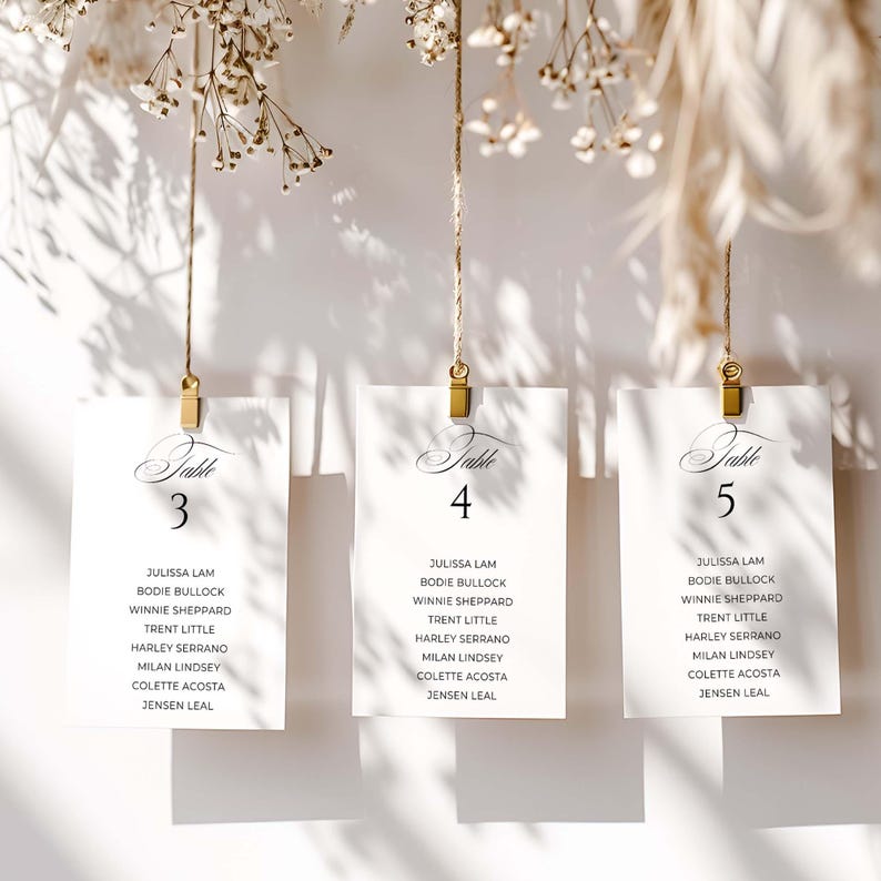 Wedding Table Numbers Seating Chart, Wedding Seating Chart Card ...
