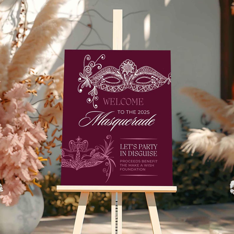 Masquerade Welcome Sign Template, Masked Party Fundraiser Banquet, Edit ...