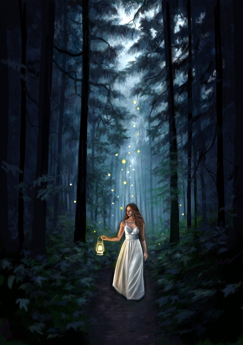 Print Lady of Light, Forest, Maiden Goddess, Fantasy, Pagan Art - Etsy