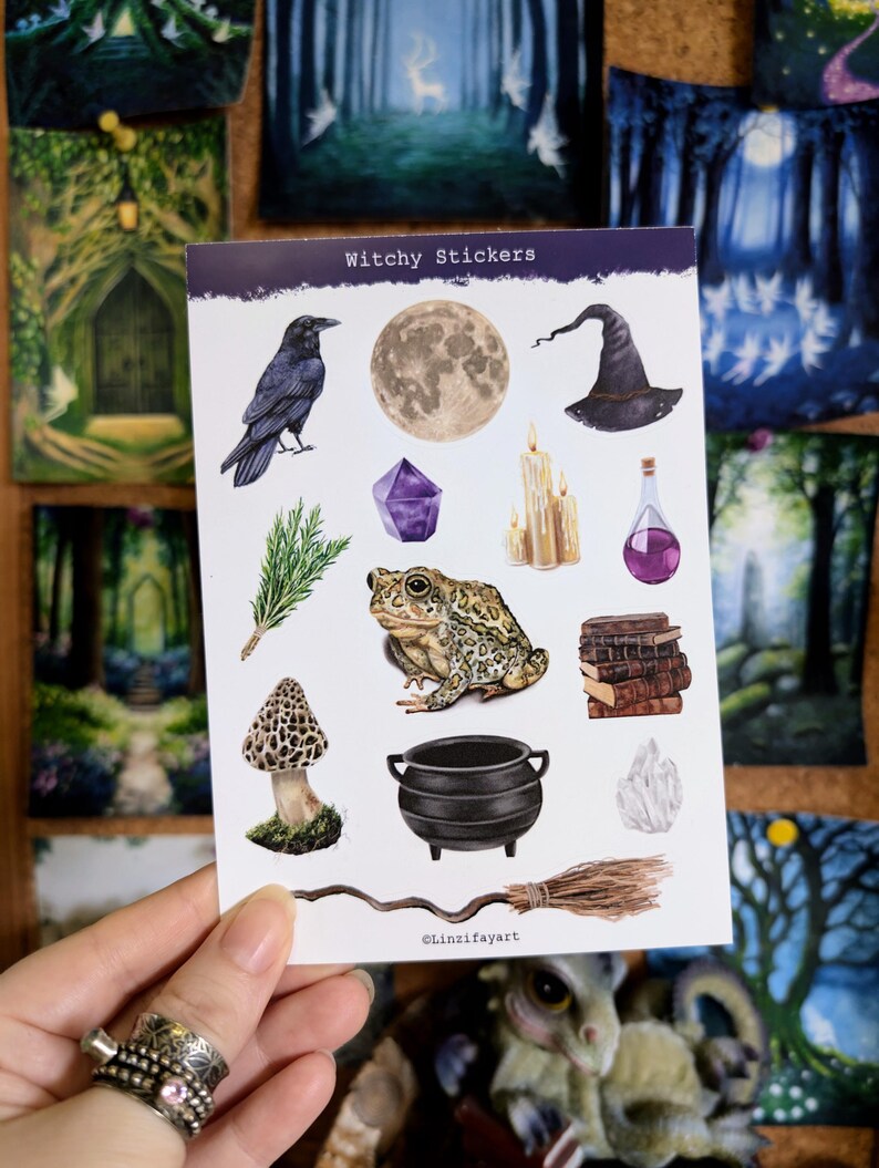 Witchy Sticker Sheet, Waterproof, Vinyl, Halloween, Witch, Planner ...
