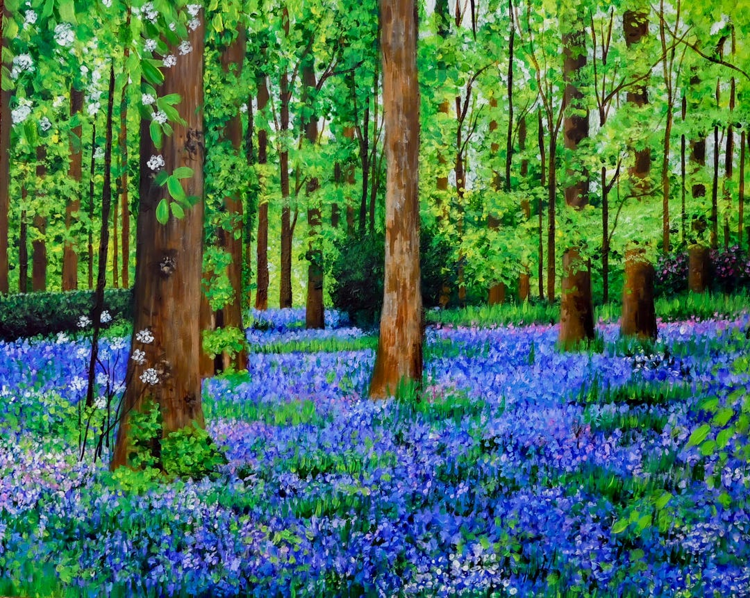 Bluebell Woods , Print Forest, Landscape Painting, Nature - Etsy