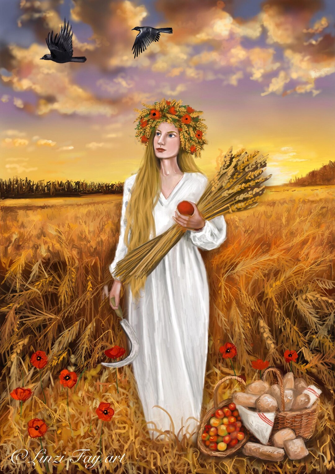 PRINT Lammas, Goddess Art, Harvest, Lughnasa Sabbat - Etsy