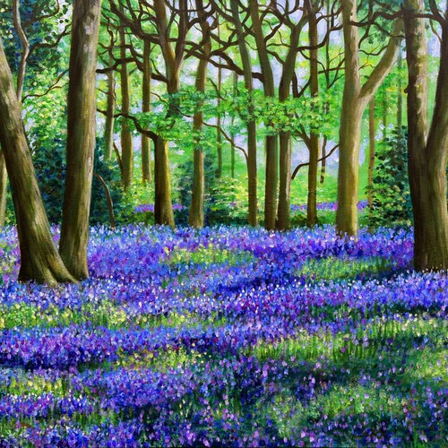 Bluebell Woods Print Forest Landscape Painting Nature | Etsy
