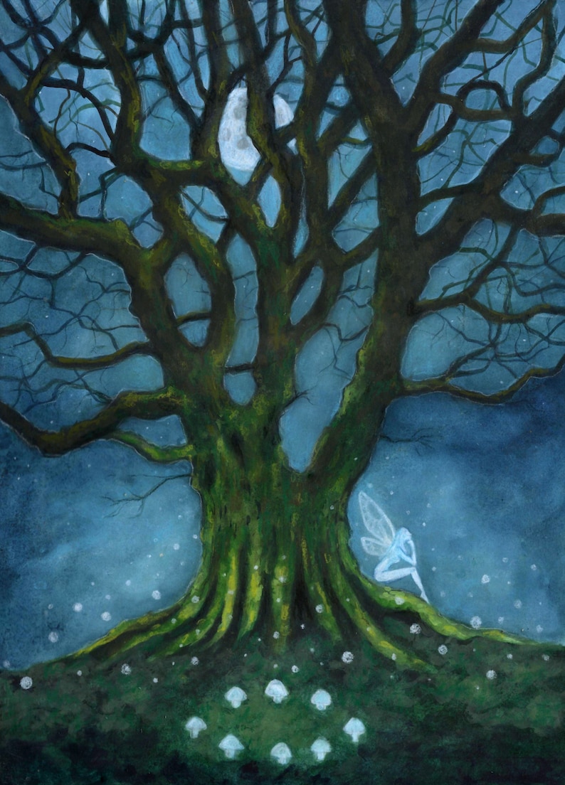 Print - Fairy Tree, Willow the Wisp, Fantasy, Faery Art, Enchanted ...