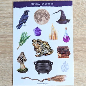 Witchy Sticker Sheet, Waterproof, Vinyl, Halloween, Witch, Planner ...