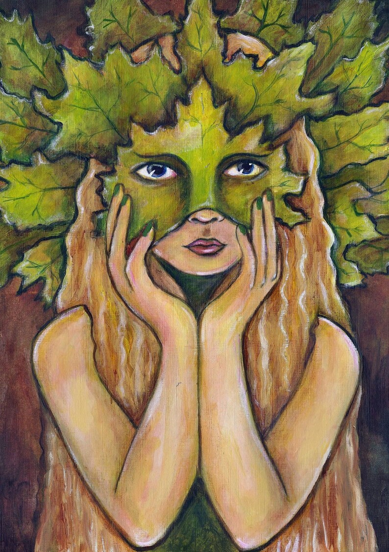 PRINT Green Woman Pagan Goddess Art Shamanic Wicca - Etsy