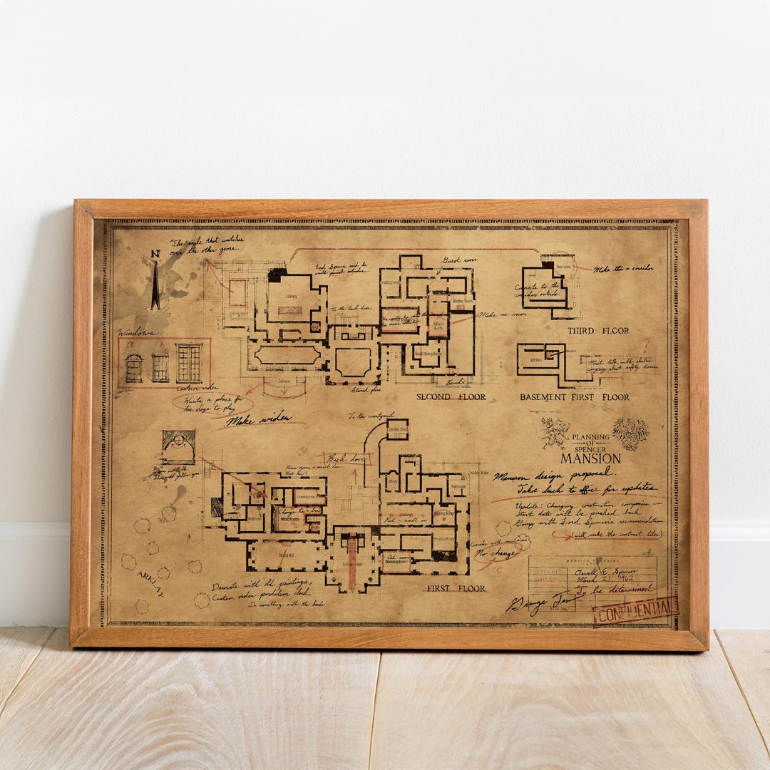Resident Evil Map Poster, Wall Art, Retro Print, Kraft Paper Prints ...
