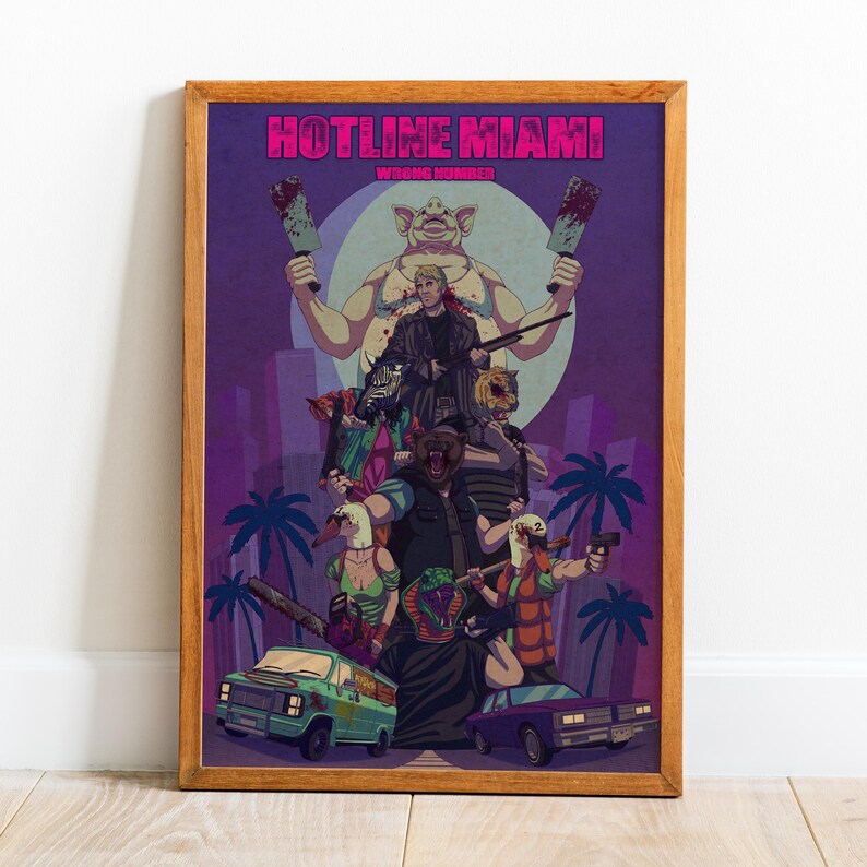 Hotline Miami Poster, Retro Print, Wall Art, Kraft Paper Print, Home ...
