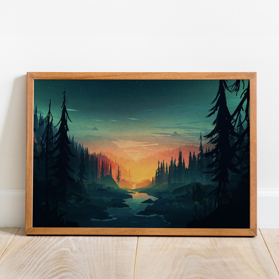 Firewatch Poster, Wall Art, Retro Print, Kraft Paper Prints, Home Decor ...
