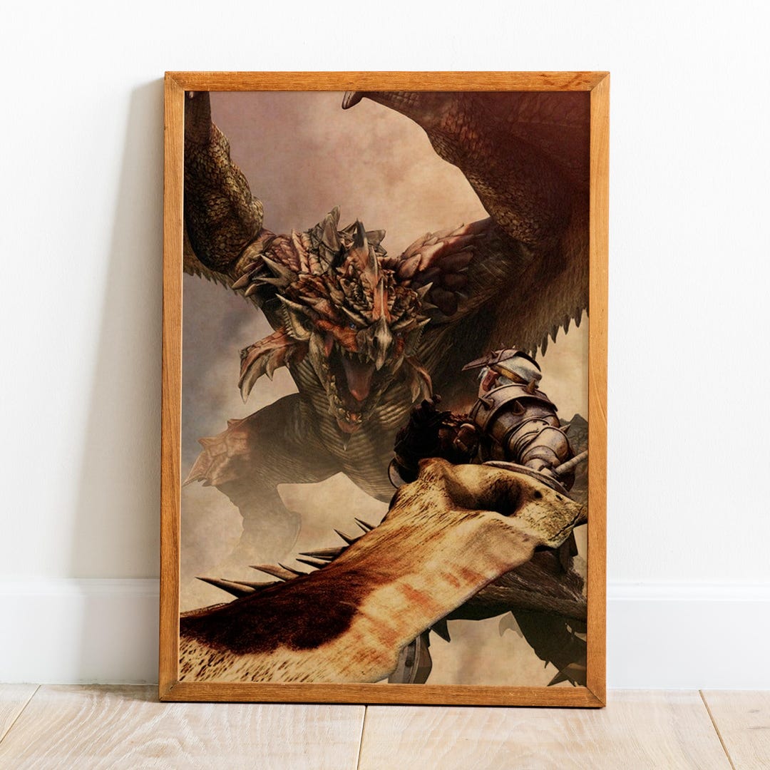 Monster Hunter World Poster, Wall Art, Retro Print, Kraft Paper Prints ...