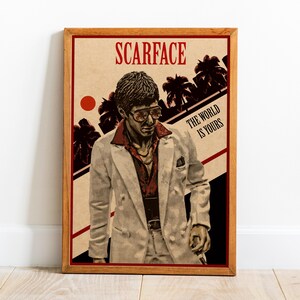 Scarface Poster, Retro Print, Wall Art, Kraft Paper Print, Home Decor ...
