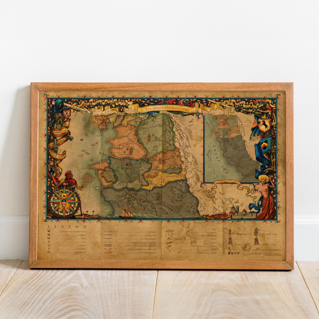 The Witcher 3 Map Poster, Wall Art, Retro Print, Kraft Paper Prints ...