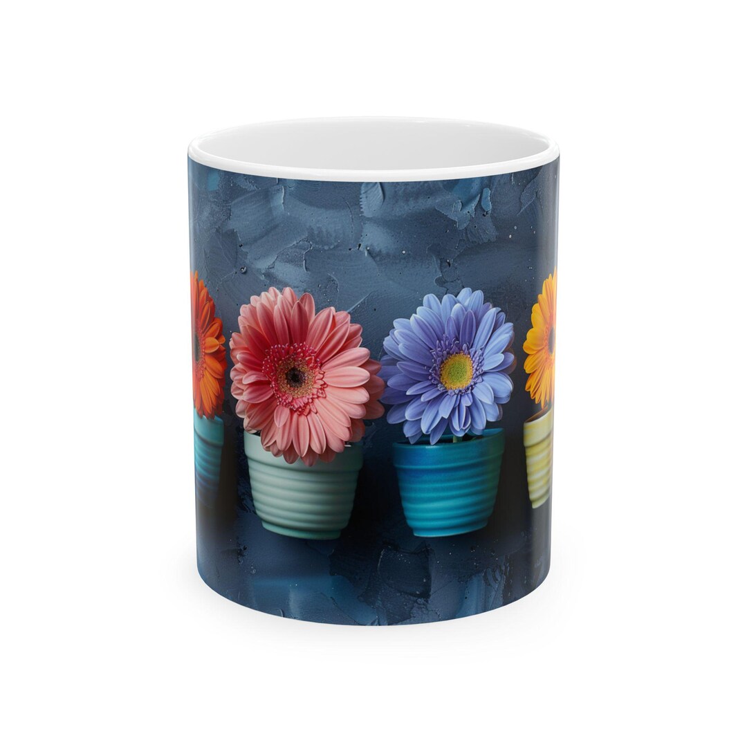 Colorful Gerbera Daisy Ceramic Mug Vibrant Floral Design 11oz - Etsy