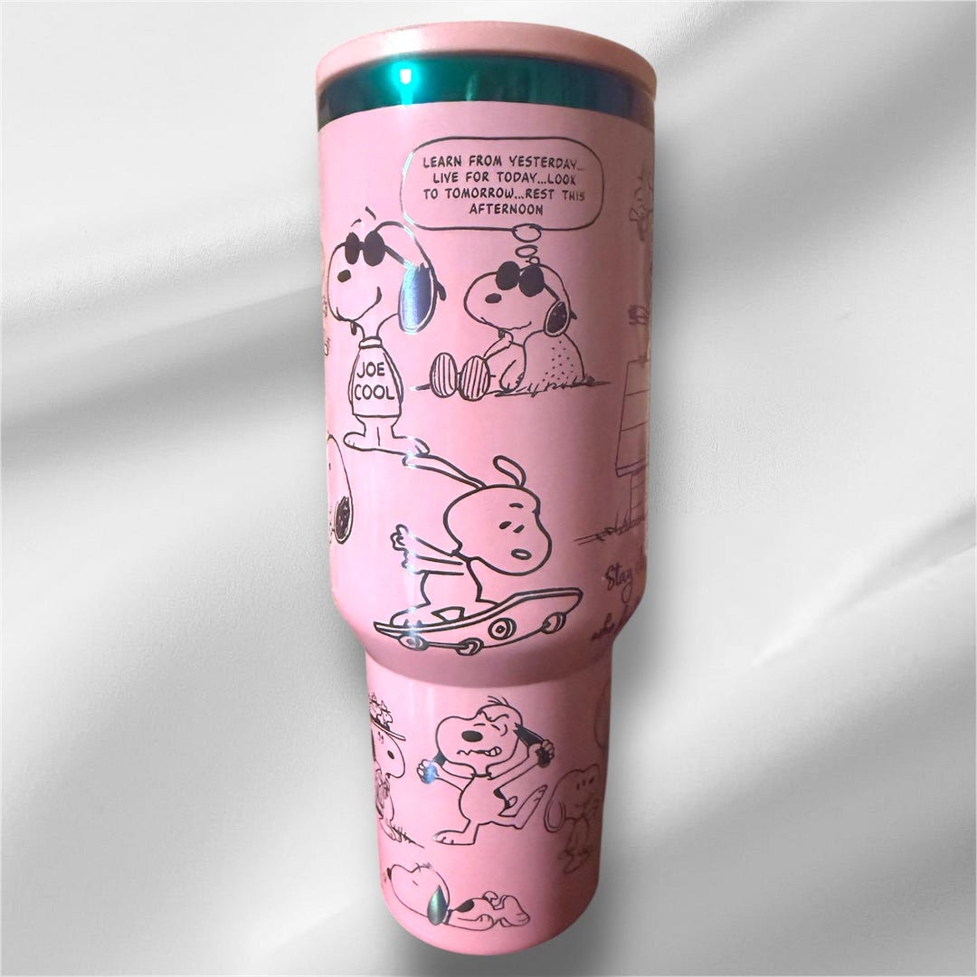 Snoopy Peanuts Tumbler: Laser Engraved 40 Oz With Lid and Straw - Etsy