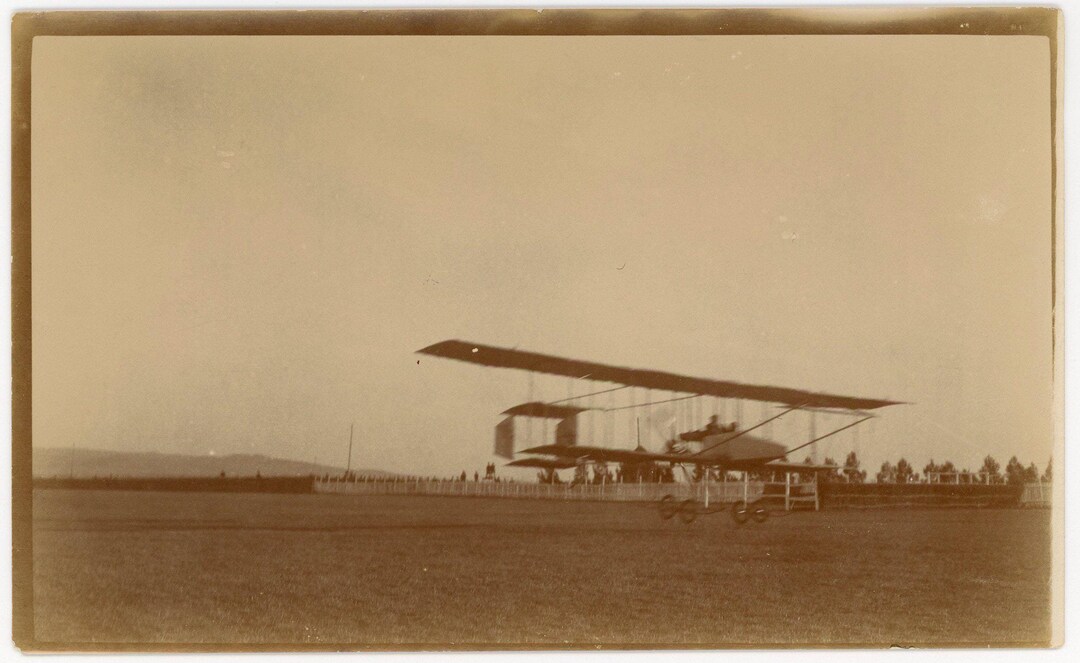 Landing of the Farman III Biplane - Original Antique Photo / Photograph ...