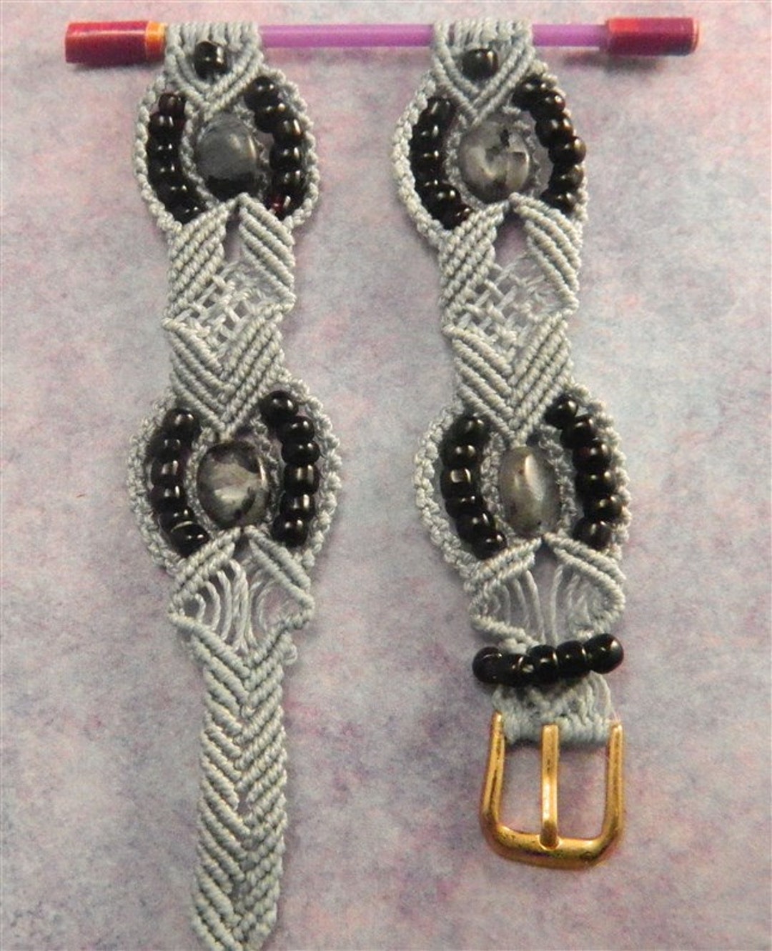 Watch Band Macrame Light Gray and Black - Etsy
