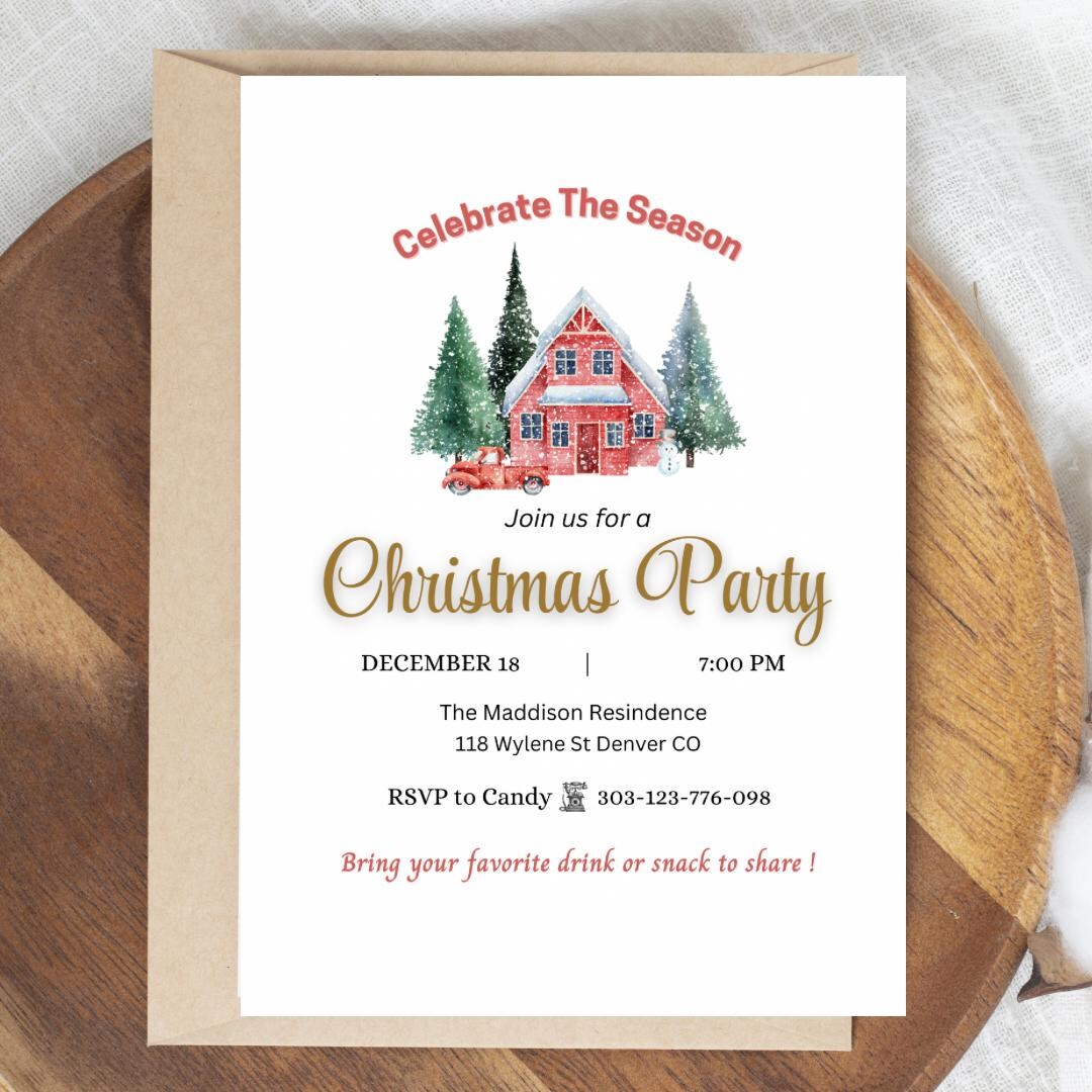 Christmas Party Invitation Canva Template Etsy
