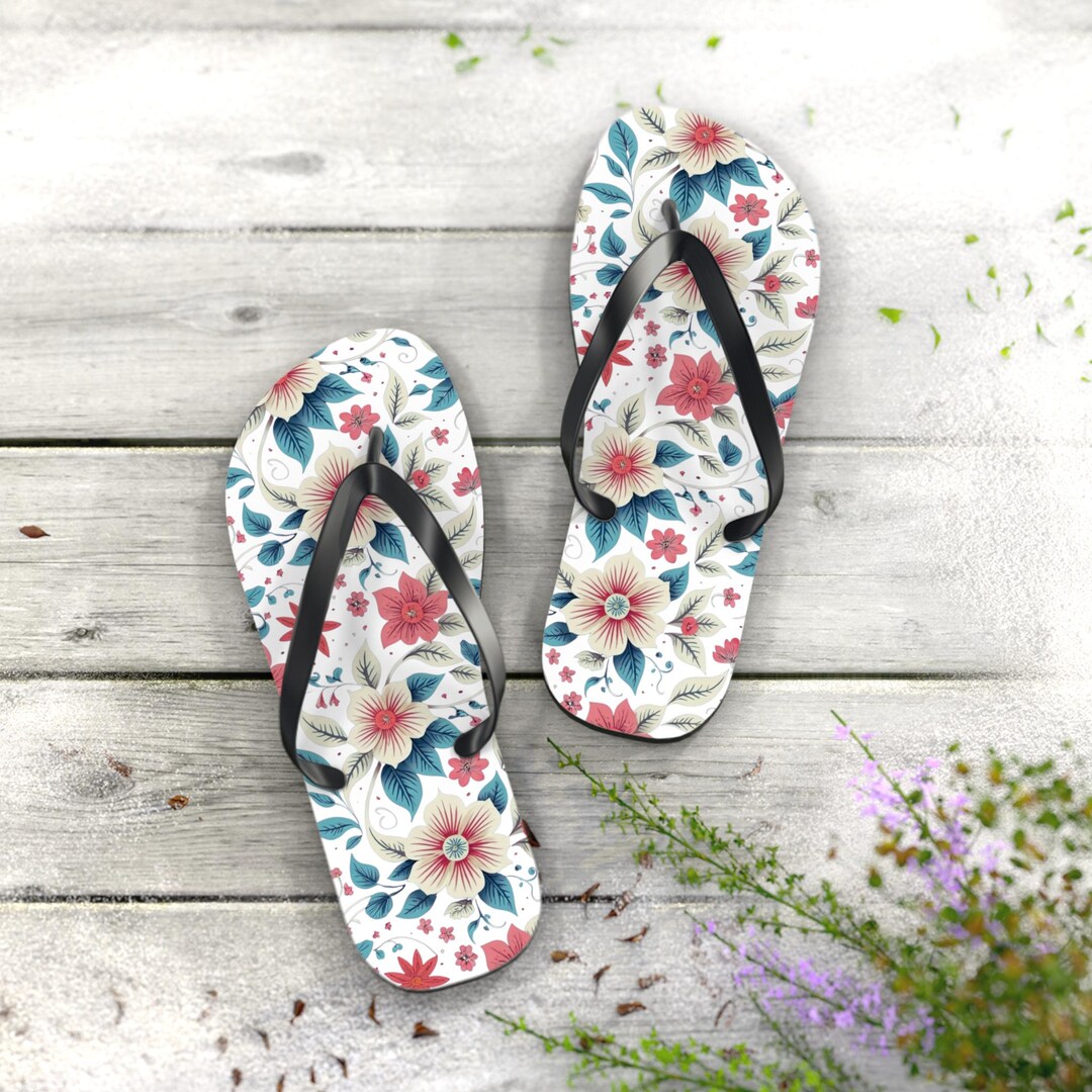 Floral Summer Flip Flops | Bohemian Beach Sandals | Perfect for ...