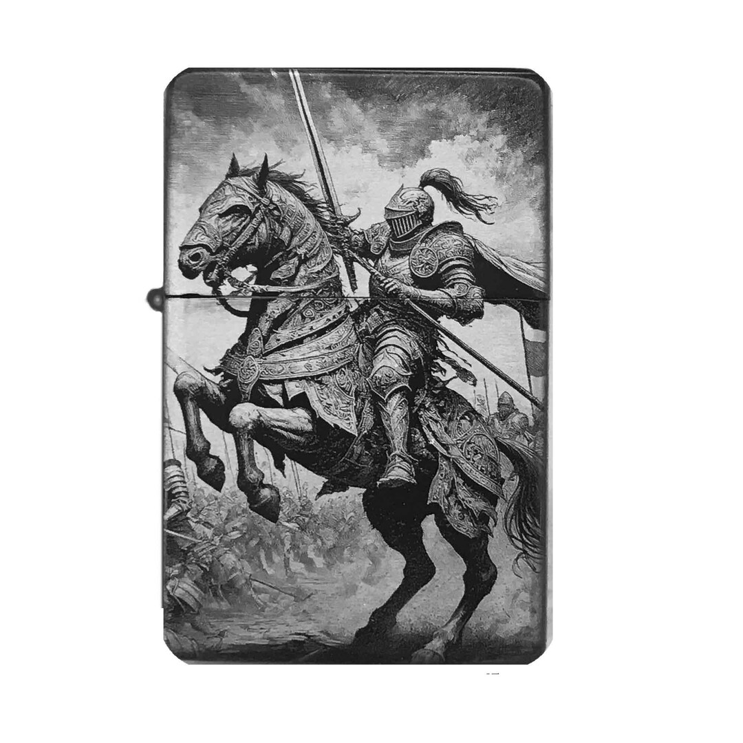 Knight Battle Lighter – Medieval Engraving, Customizable With Your ...