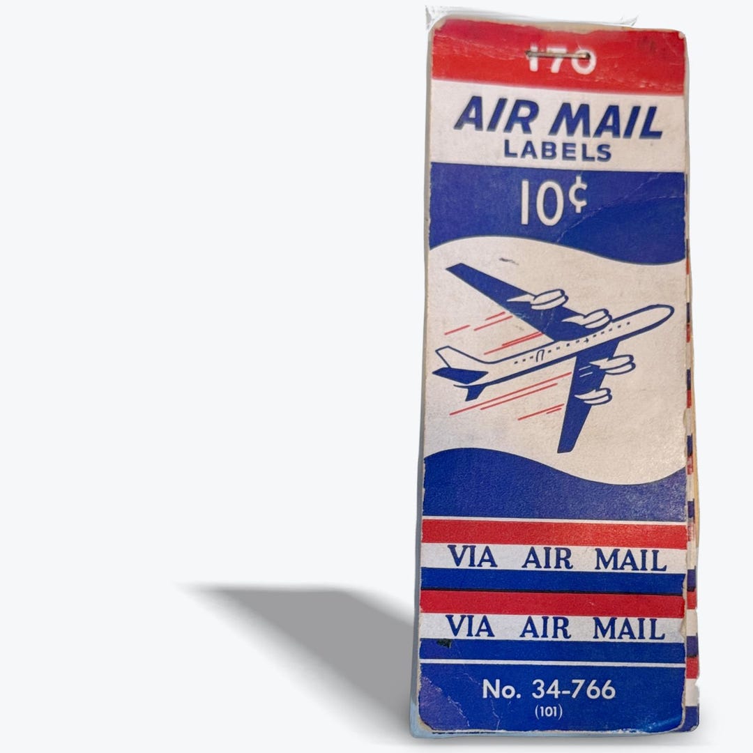 Vintage Air Mail Labels Stamps 10 Cent Price Unused Aviation Theme Over ...