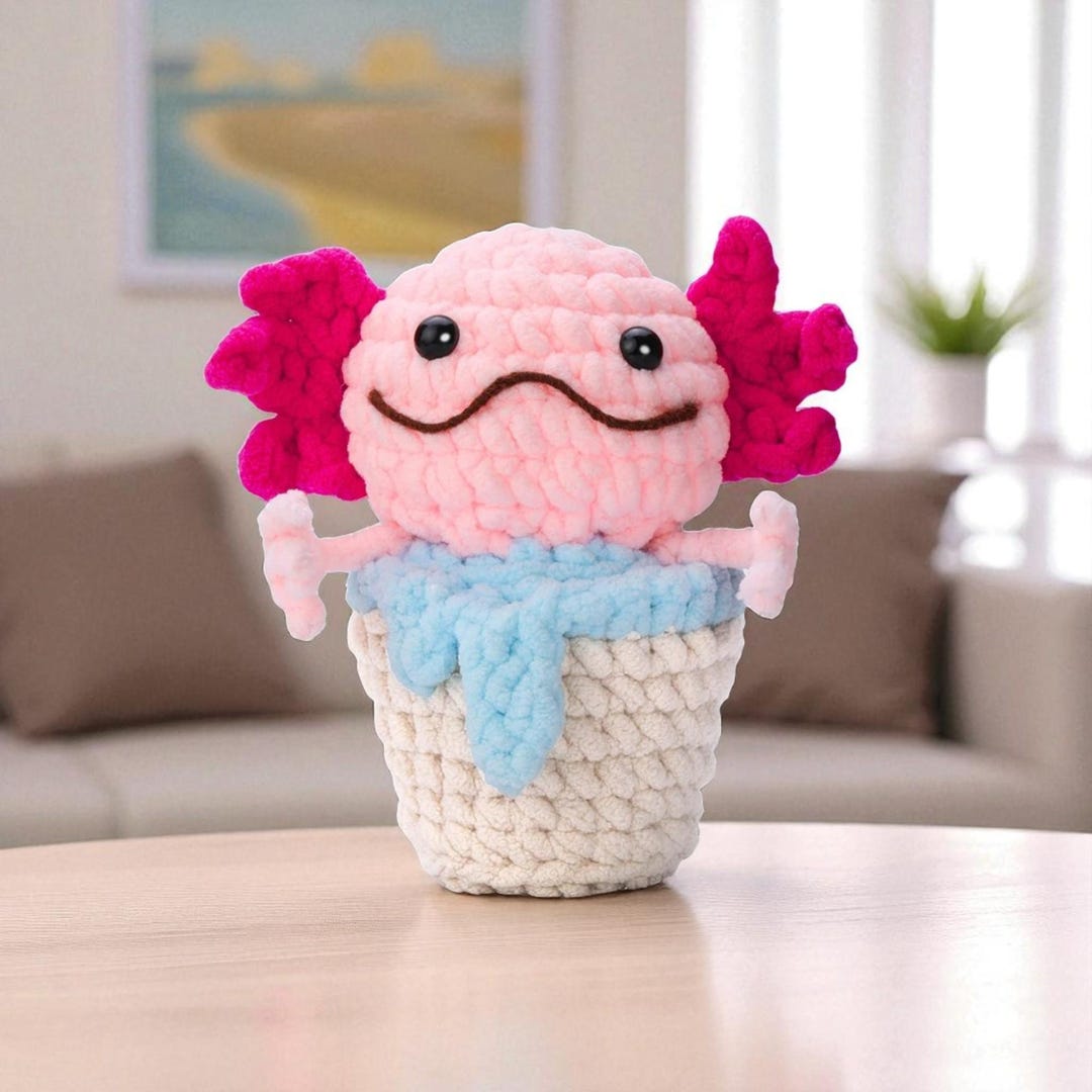 Funny Axolotl Crochet Kit for Beginners, DIY Handmade Craft Materials ...