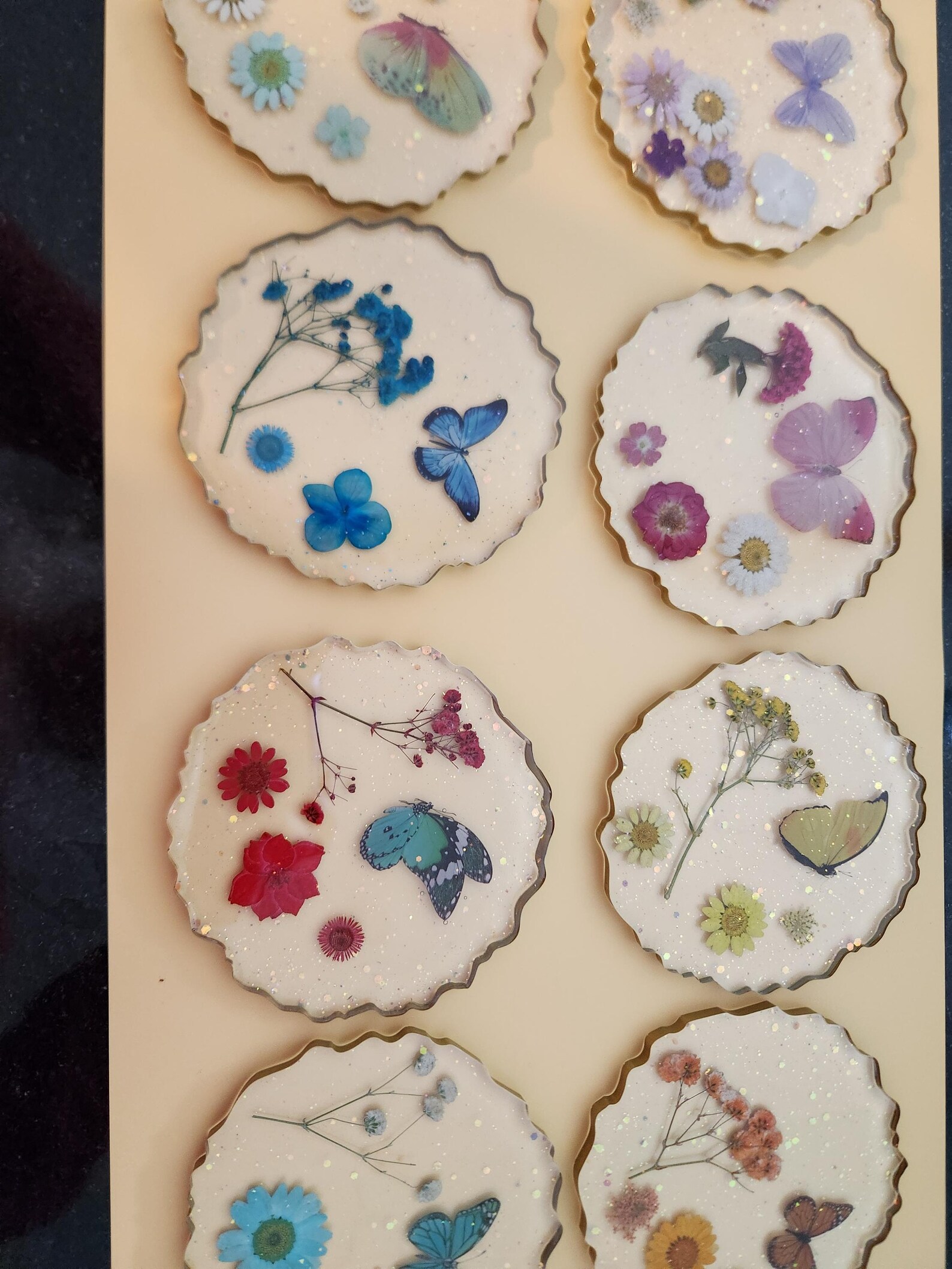 Handmade Butterfly and Dried Flower Coaster - Etsy