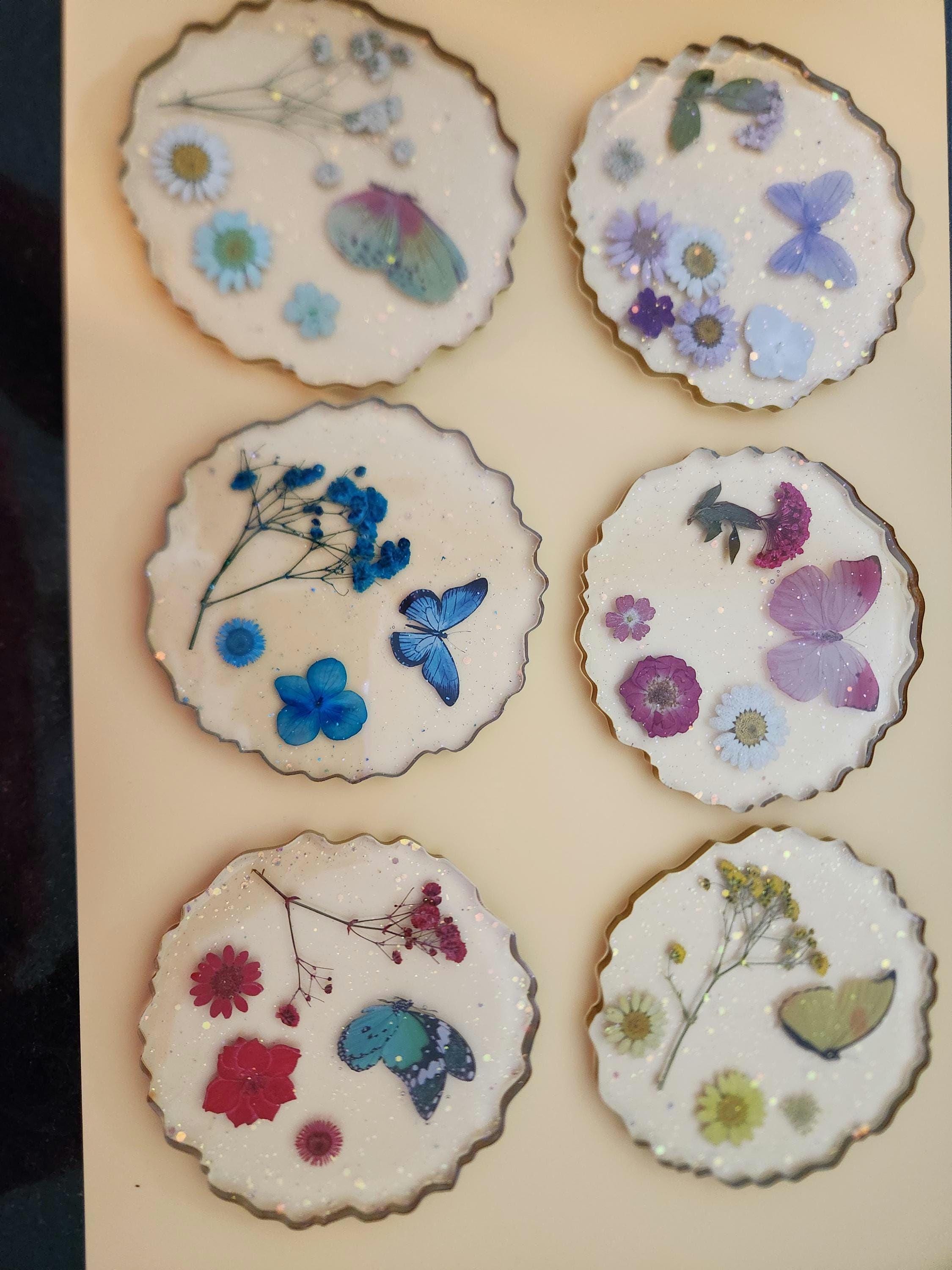 Handmade Butterfly and Dried Flower Coaster - Etsy