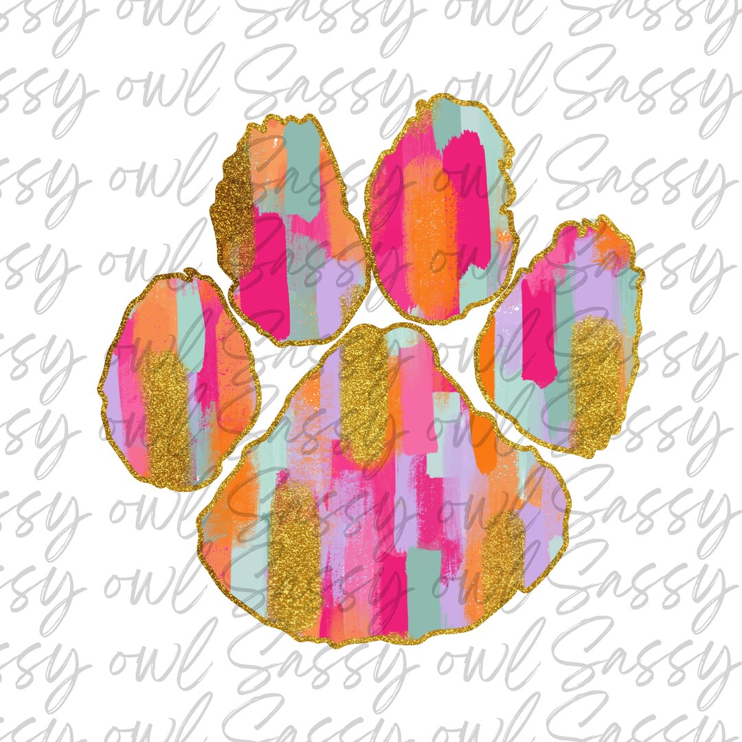 Paw Print Pink Chic PNG, Colorful, Preppy Chic, School Spirit, Team ...