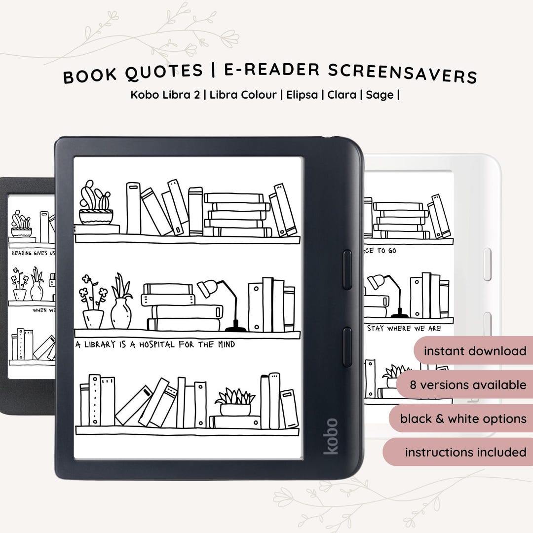 Book Quote Screensavers for Kobo E-readers, Bookshelf Screensaver ...