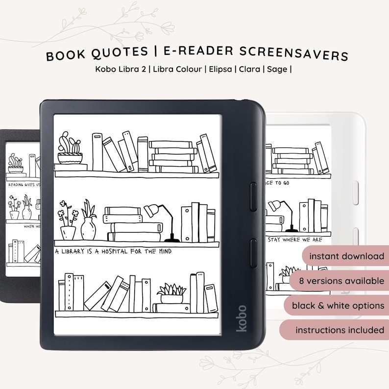 5 Book Quote Screensavers for Kobo E-readers, Digital Wallpapers, Kobo ...