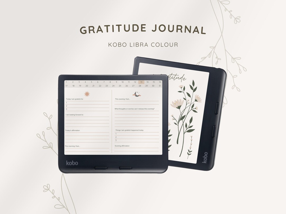 Floral Digital Gratitude Journal for Kobo Libra Colour, Boox, Kindle ...