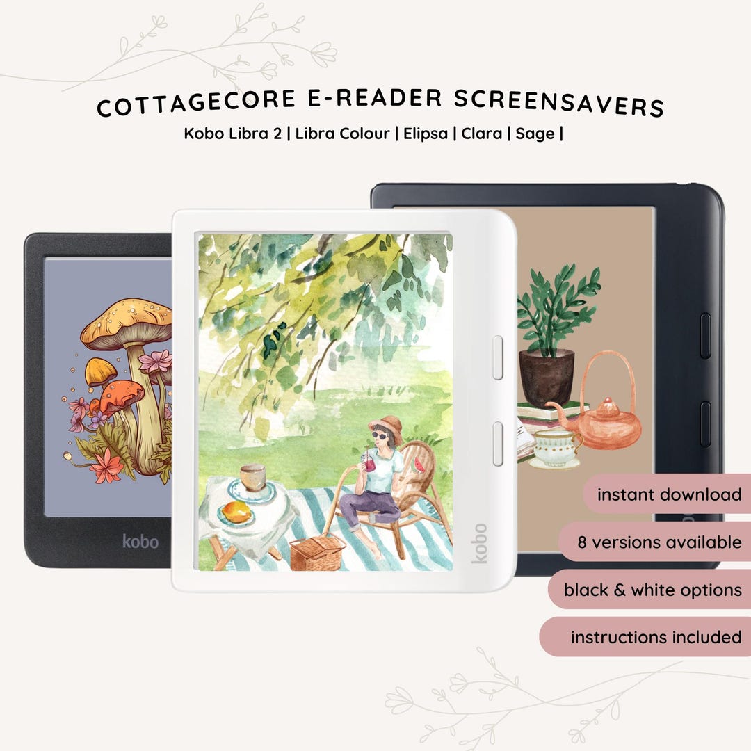 8 Cozy Cottagecore Screensavers for Kobo E-readers, Digital Wallpapers ...