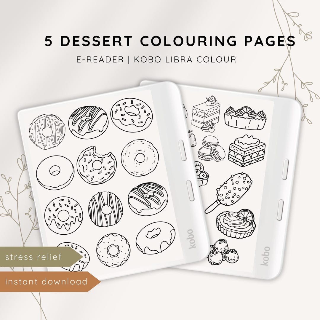 Kobo Dessert Colouring Book, Stress Relief for Kobo Libra Colour, ADHD ...