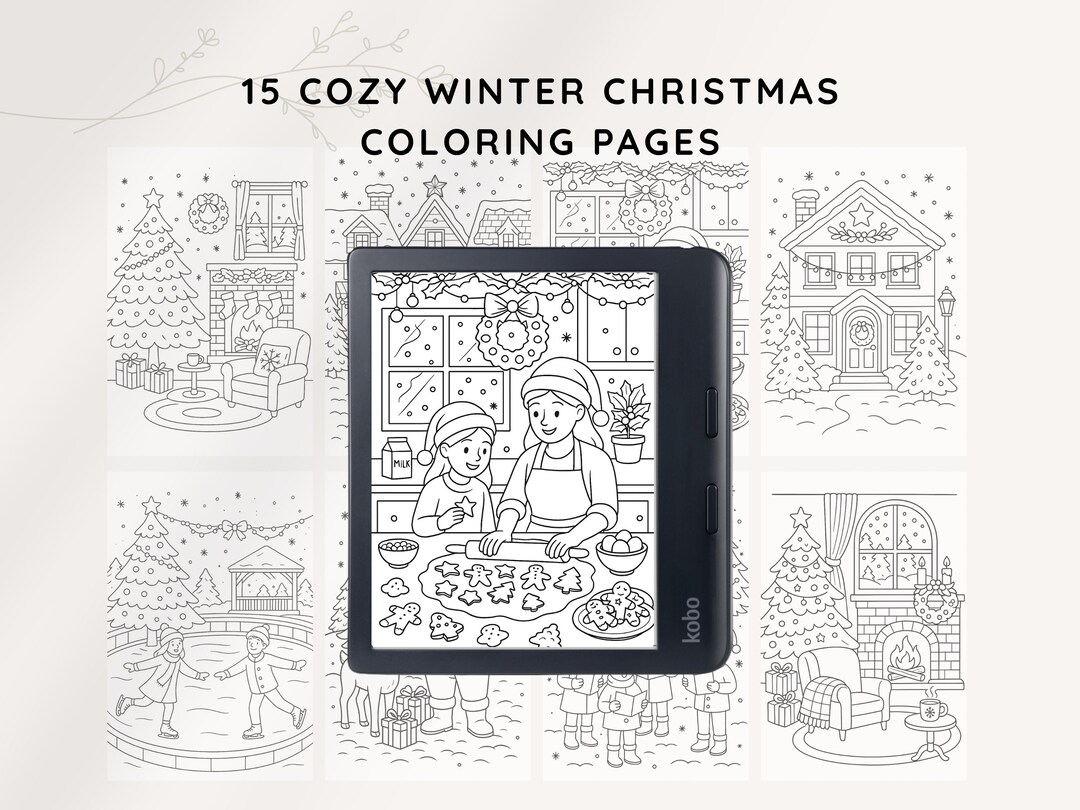 Kobo Christmas Colouring Book, Cozy Winter Stress Relief for Kobo Libra ...