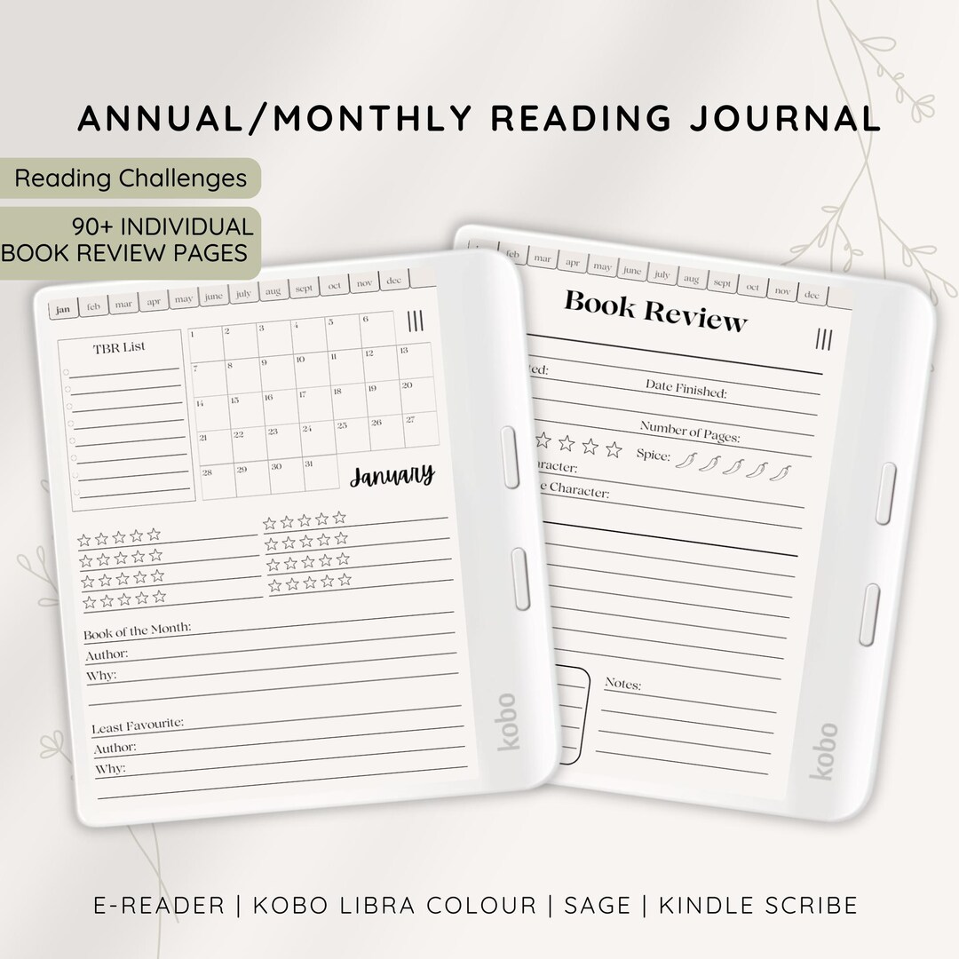 Kobo Reading Journal for Kobo Libra Colour, E-reader Reading Tracker ...