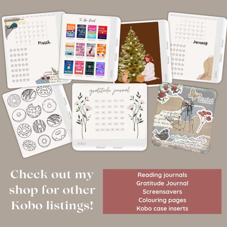 Floral Digital Gratitude Journal for Kobo Libra Colour, Boox, Kindle ...