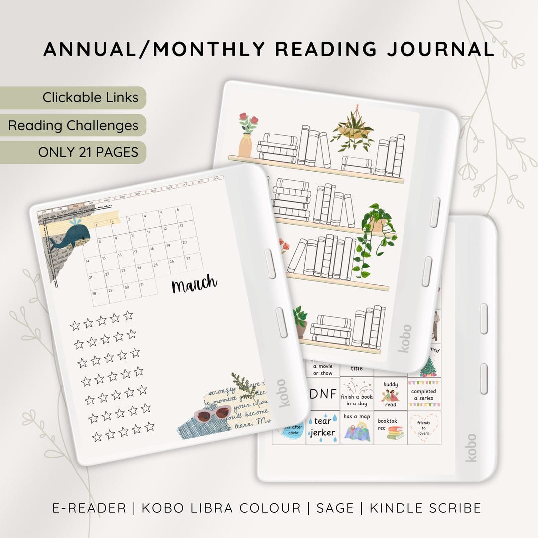 Simple Scrapbook Kobo Reading Journal Planner for Kobo Libra Colour ...