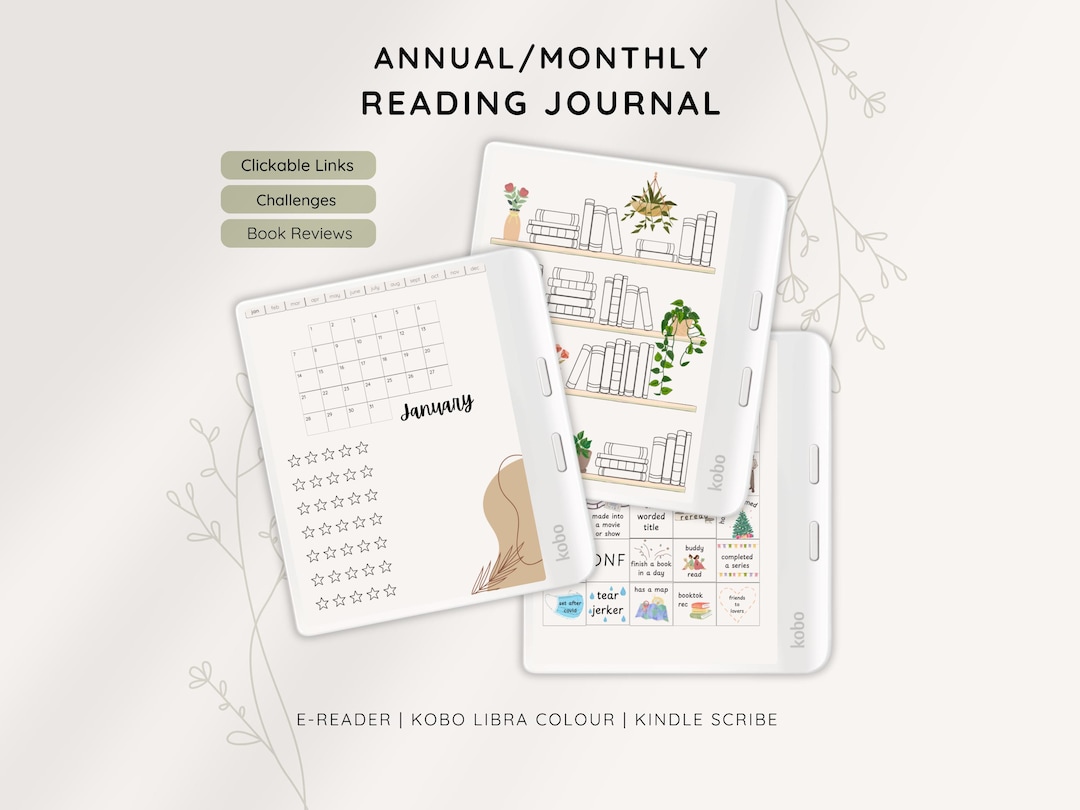 Boho Kobo Reading Journal Planner for Kobo Libra Colour, Book Reviews ...