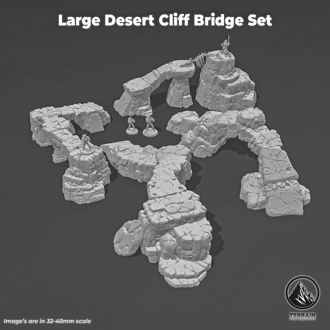 Large Desert Cliff Bridge Set - Tabletop Terrain, Compatible With Star ...